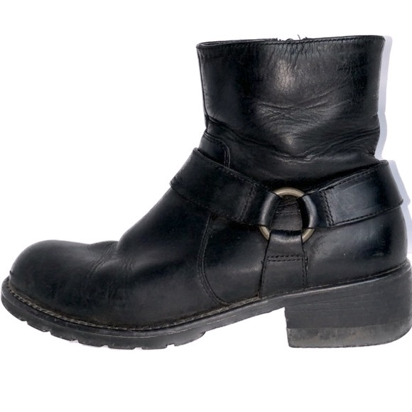 Clarks | Shoes | Clarks Ankle Booties Size 9 Biker Moto Black Leather ...